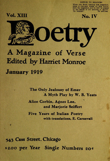 Great Poetry by Harriet Monroe | Kreymborg's Plays… | Poetry Magazine